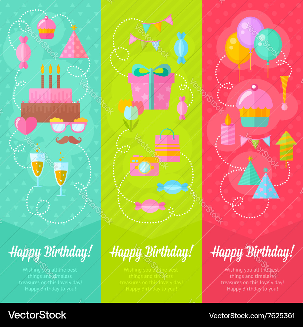 Festive birthday congratulation cards Royalty Free Vector