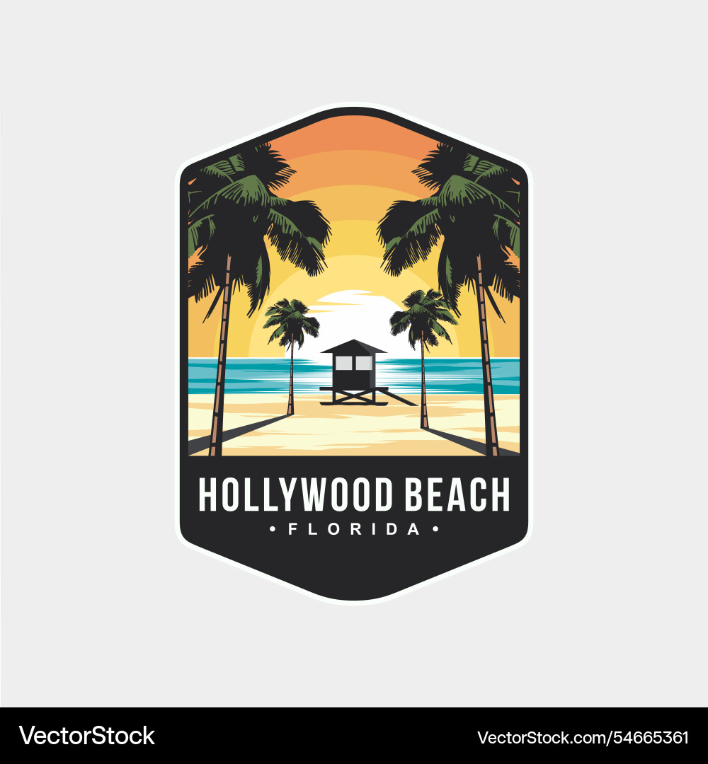 Florida hollywood beach patch logo Royalty Free Vector Image