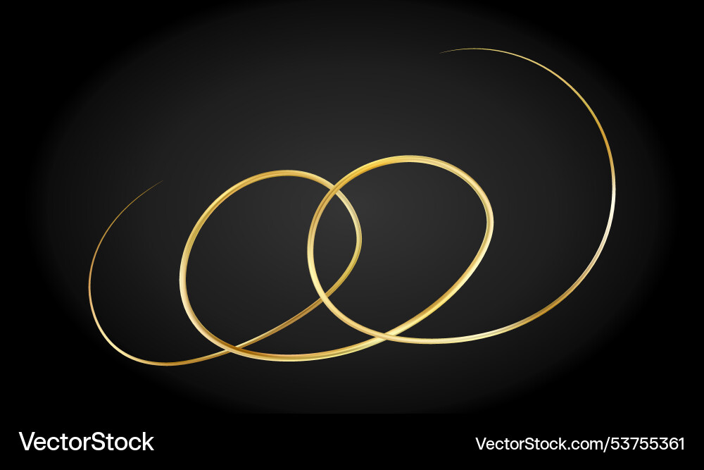 Golden doodle abstract line hand drawn curly Vector Image