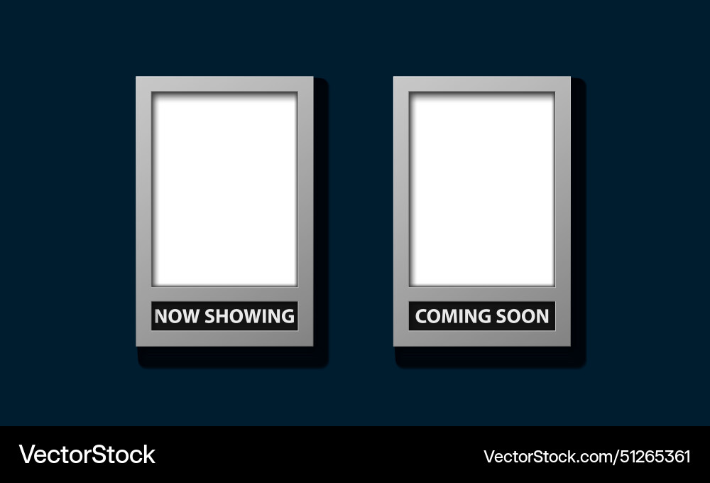 Movie poster frame template with now showing Vector Image