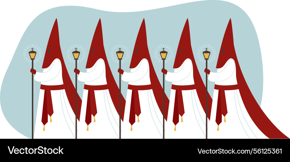 Spanish nazarenos in holy week procession Vector Image
