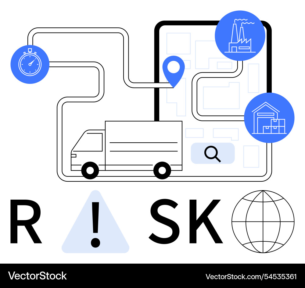 Supply chain risk management with logistics truck Vector Image