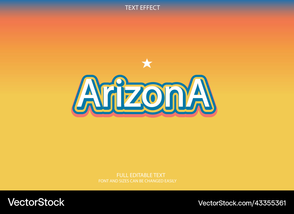 Text effect vintage arizona sunset design Vector Image