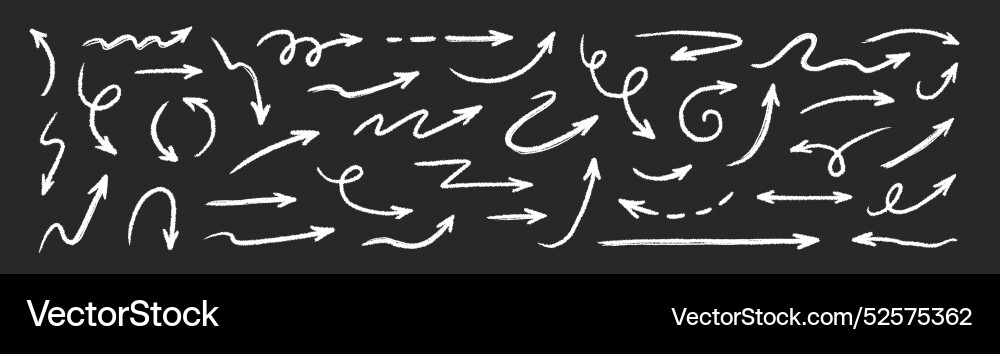 Arrow crayon brush doodle chalk line stroke Vector Image