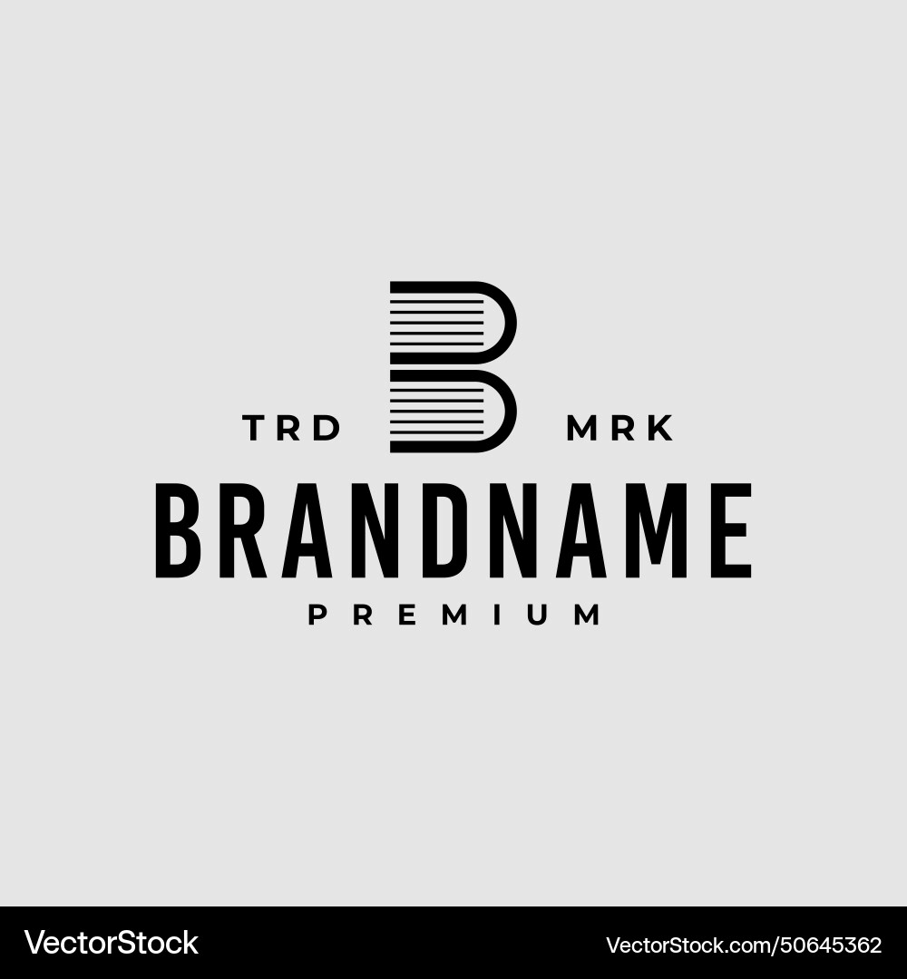 B initial book hipster vintage logo icon Vector Image