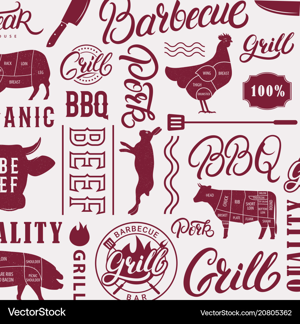 Bbq grill pattern Royalty Free Vector Image - VectorStock