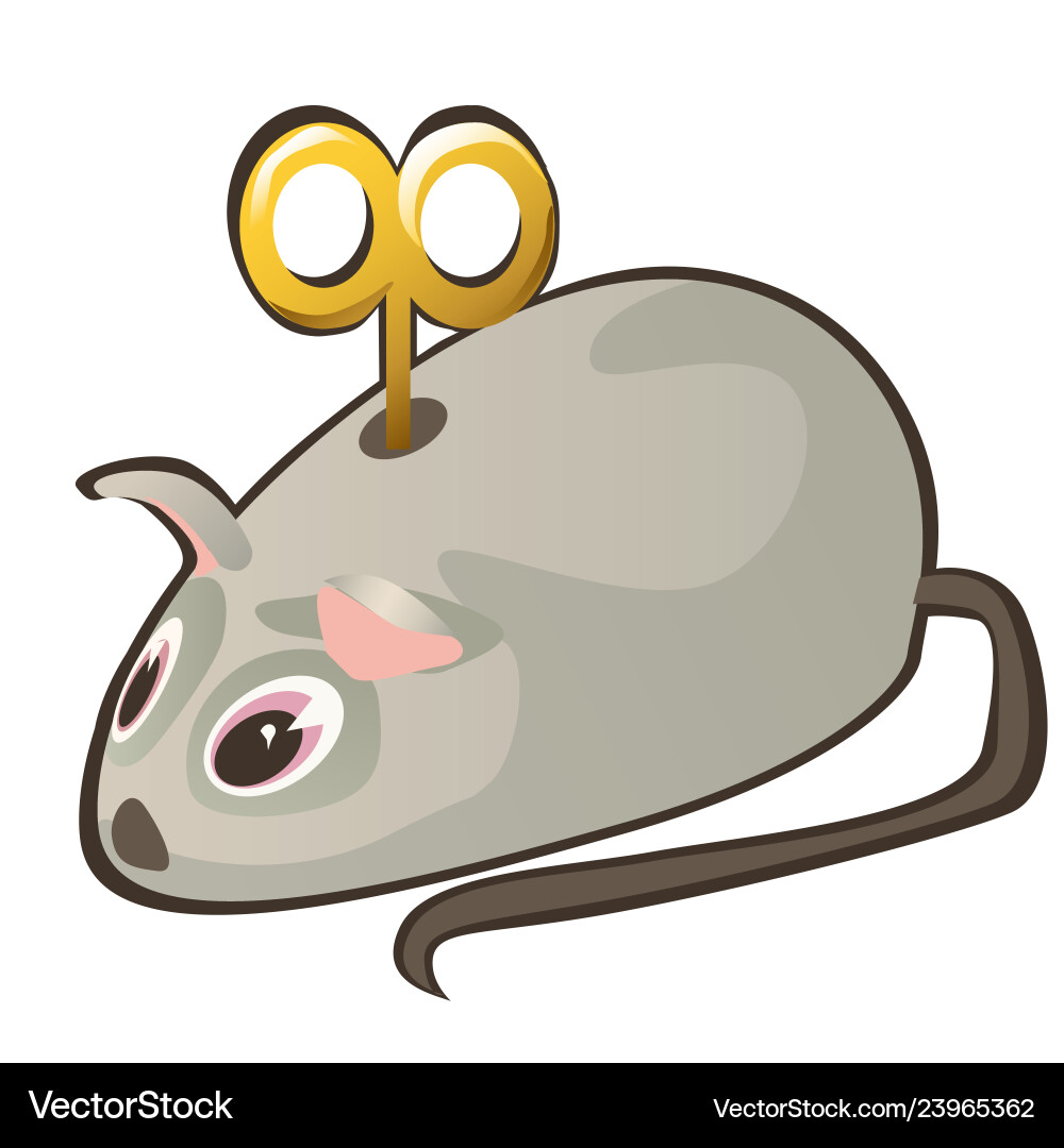 Clockwork mouse with key isolated on white Vector Image
