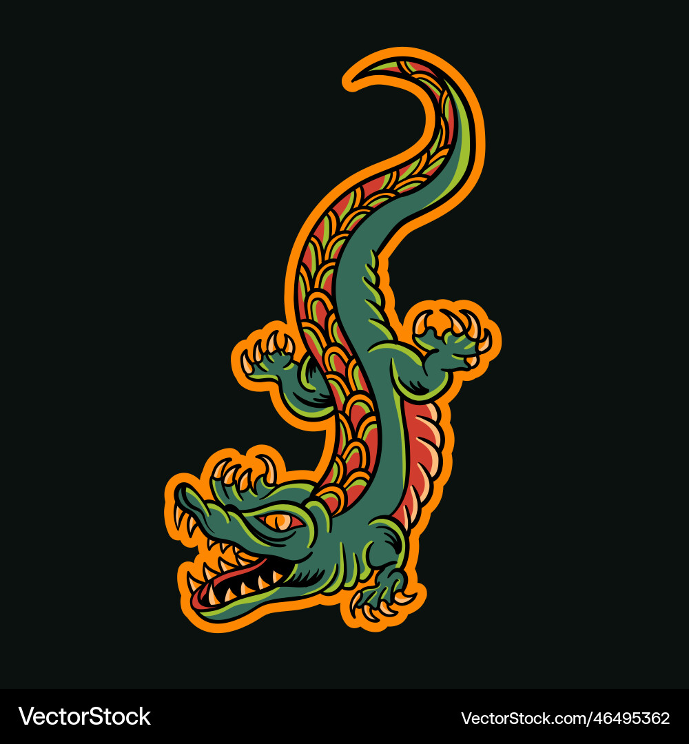 Hand drawn of classic crocodile Royalty Free Vector Image