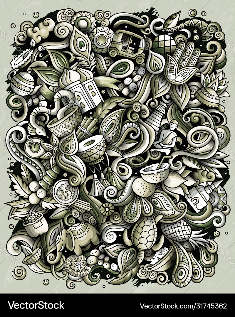 India hand drawn doodles Royalty Free Vector Image