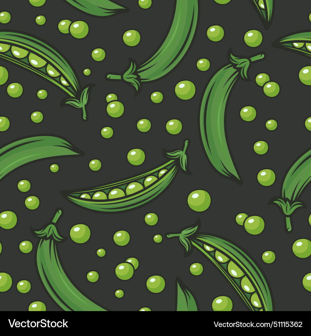 Seamless pattern with flat green pea pod Vector Image