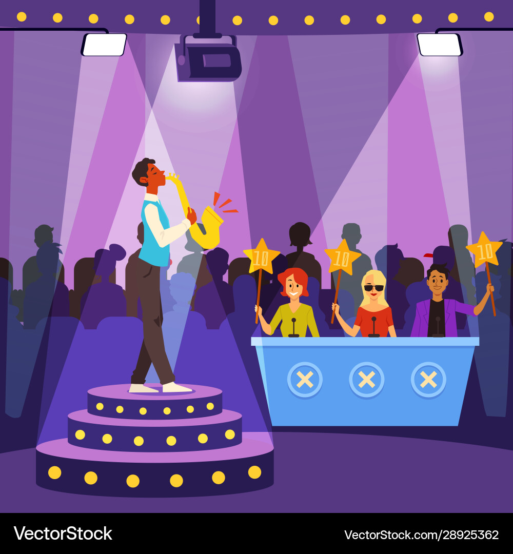 Talent show tv studio background with people Vector Image