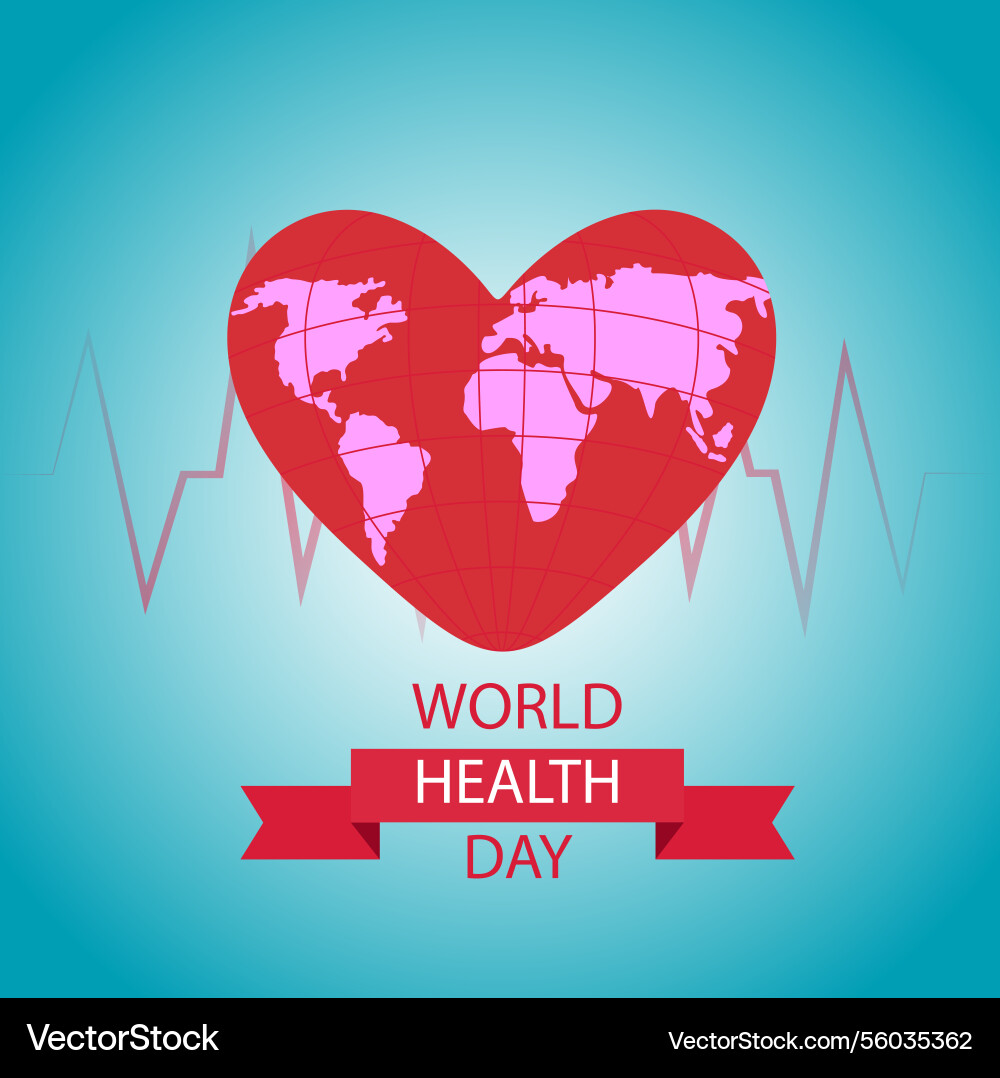 World health day hearth shaped earth map design Vector Image