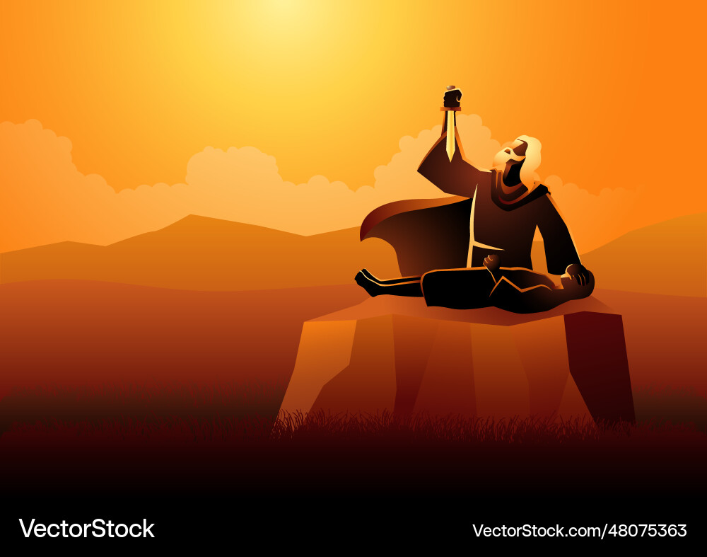 Abraham and Isaac - Biblical Sacrifice Royalty Free Vector