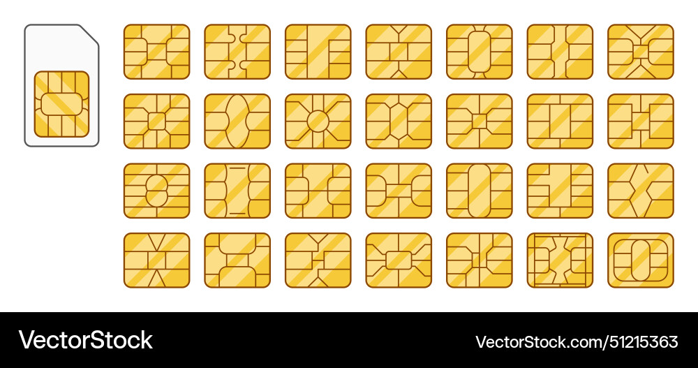 Collection of sim card featuring unique Royalty Free Vector
