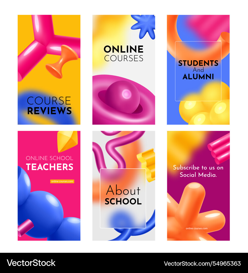 Colorful abstract banners for online education Vector Image