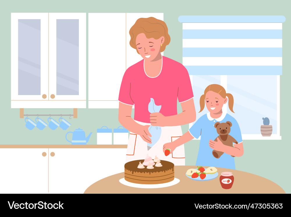 Cook home kitchen composition Royalty Free Vector Image