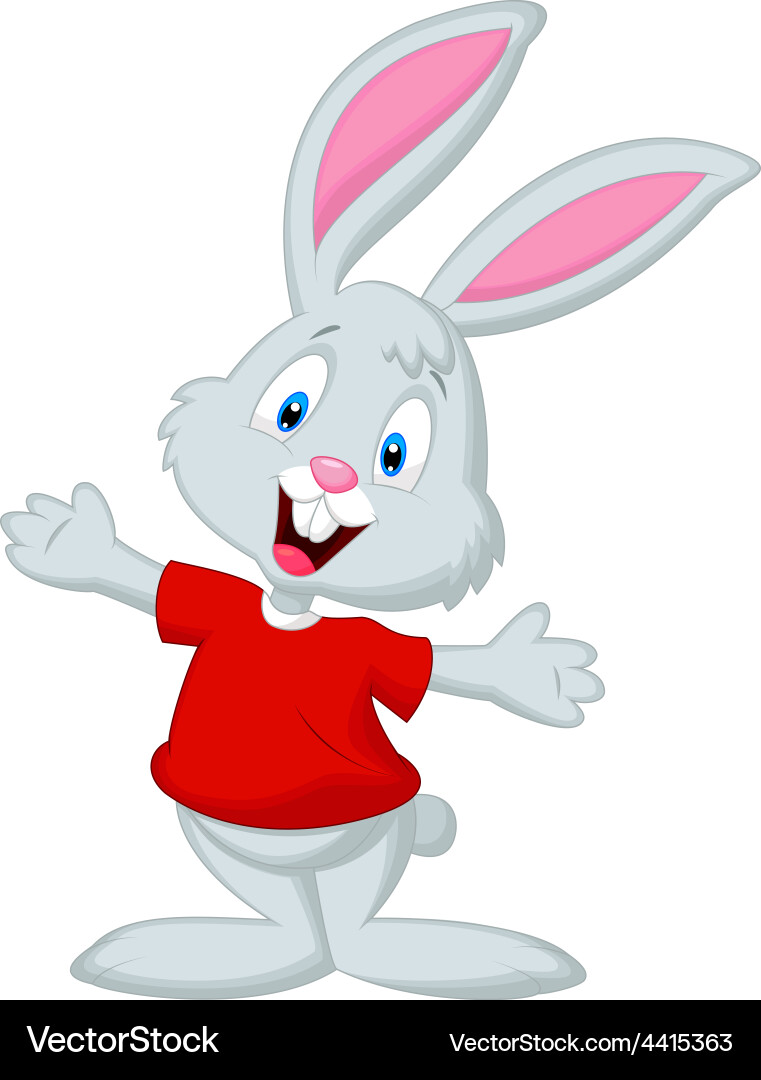 Cute happy baby rabbit cartoon Royalty Free Vector Image
