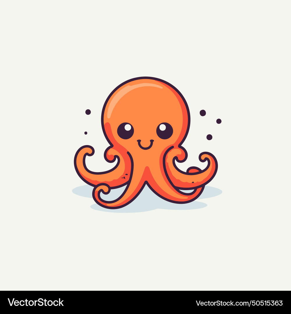 Cute smiling octopus flat cartoon character icon Vector Image