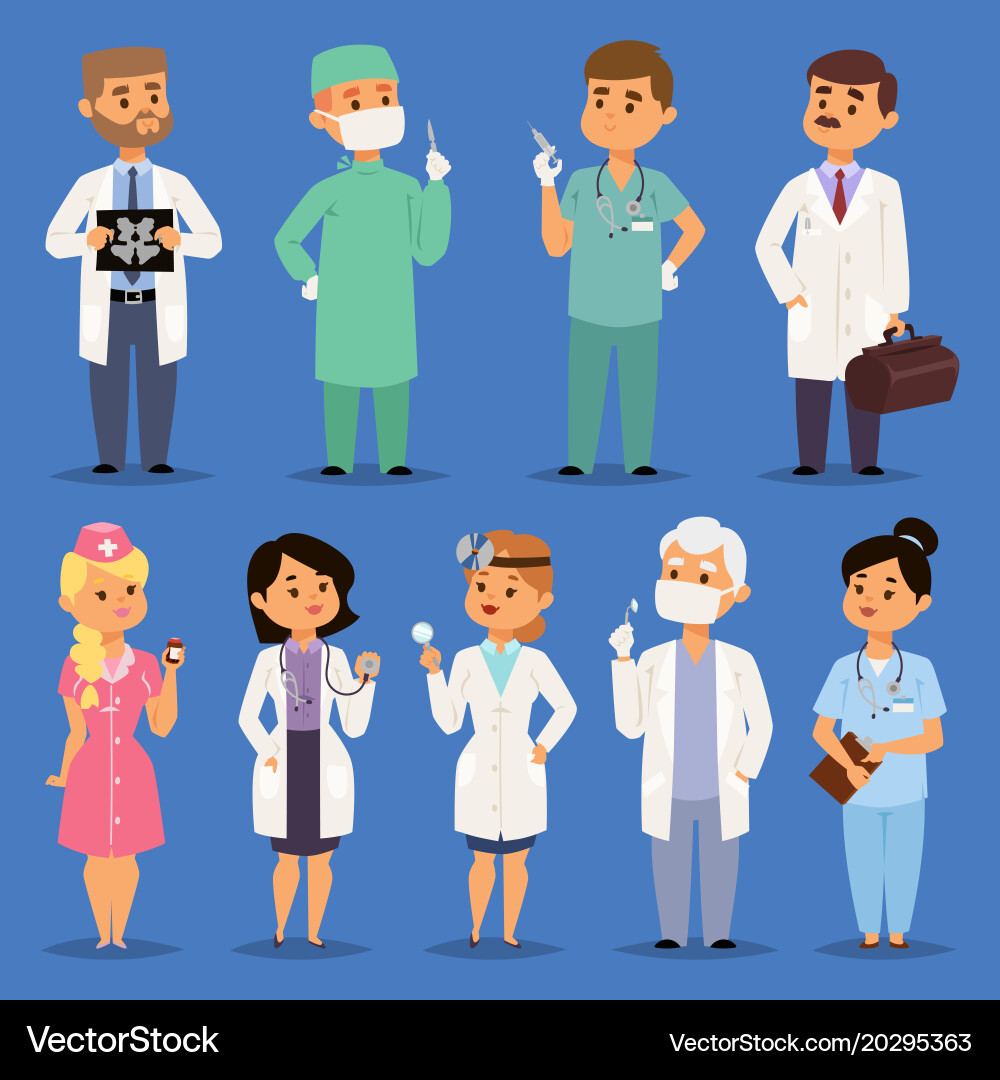 Doctors male and female doctoral character Vector Image