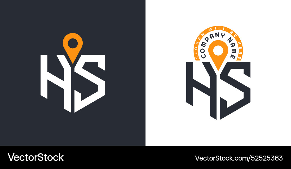 Hs location logo bundle letter dual icons Vector Image