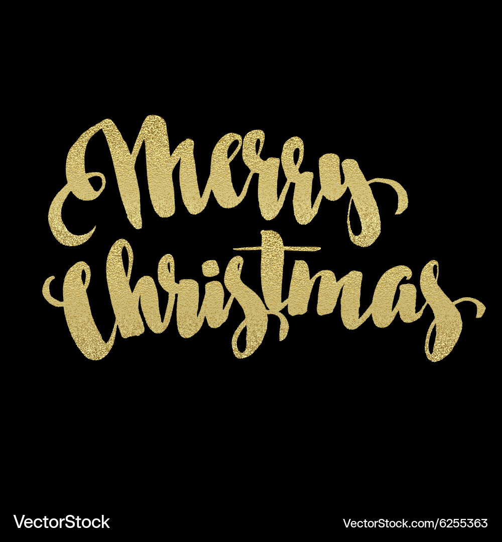 Merry christmas gold glittering lettering design Vector Image