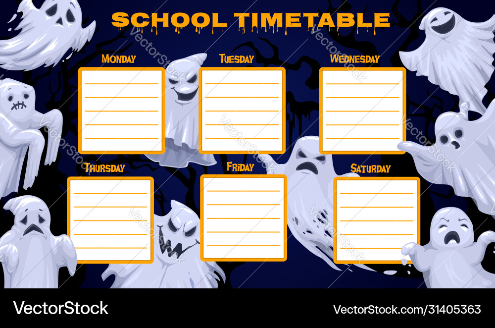 Schulplan wöchentliche Klassen Zeitplan Vektorbild