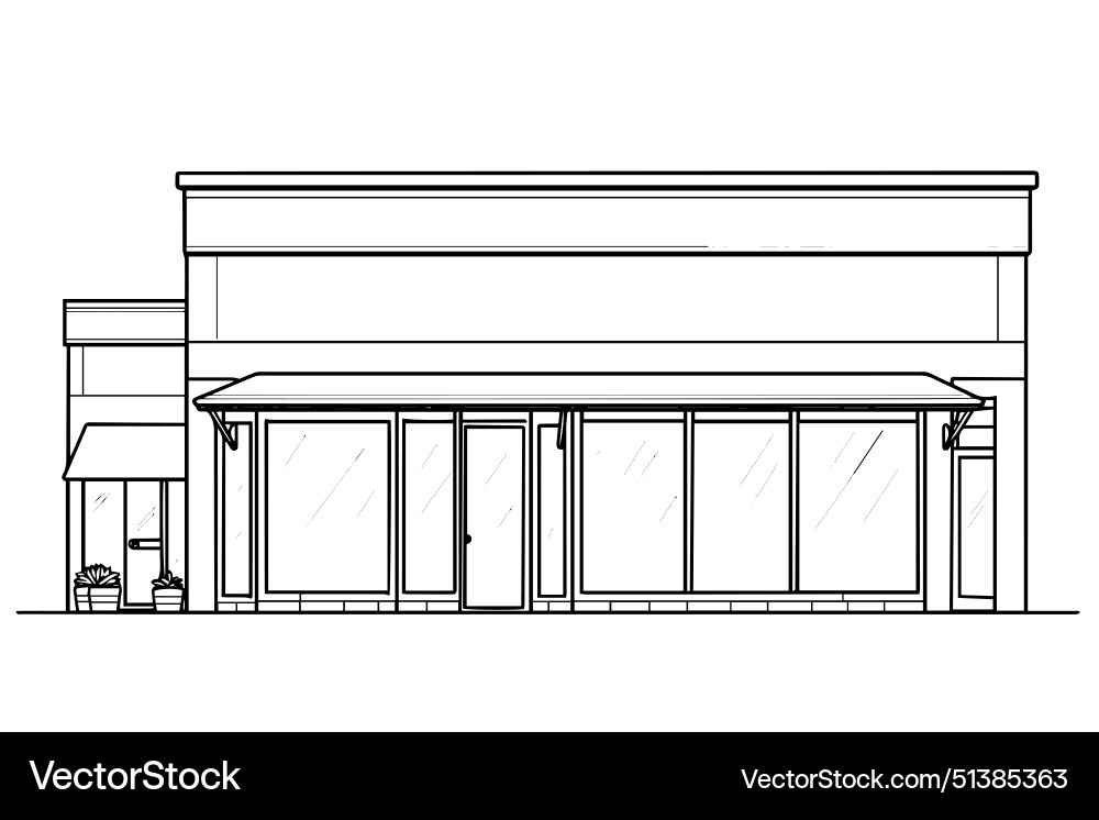 Storefront line design hand drawn shop line art Vector Image