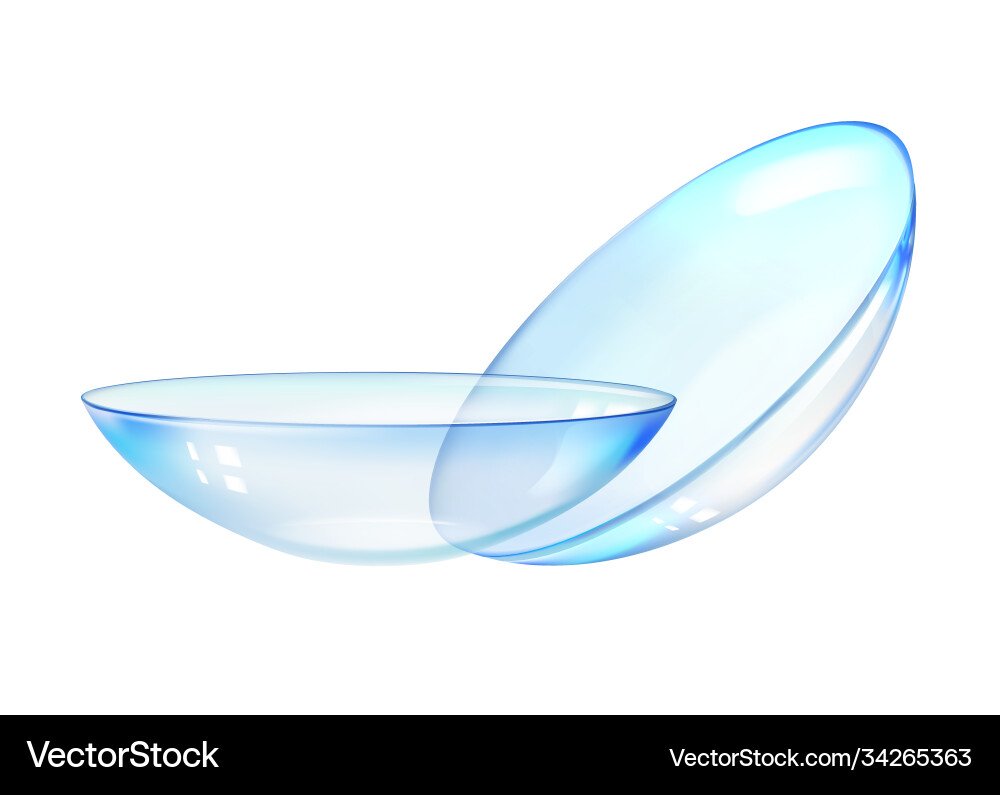 Two transparent contact lenses with reflections Vector Image