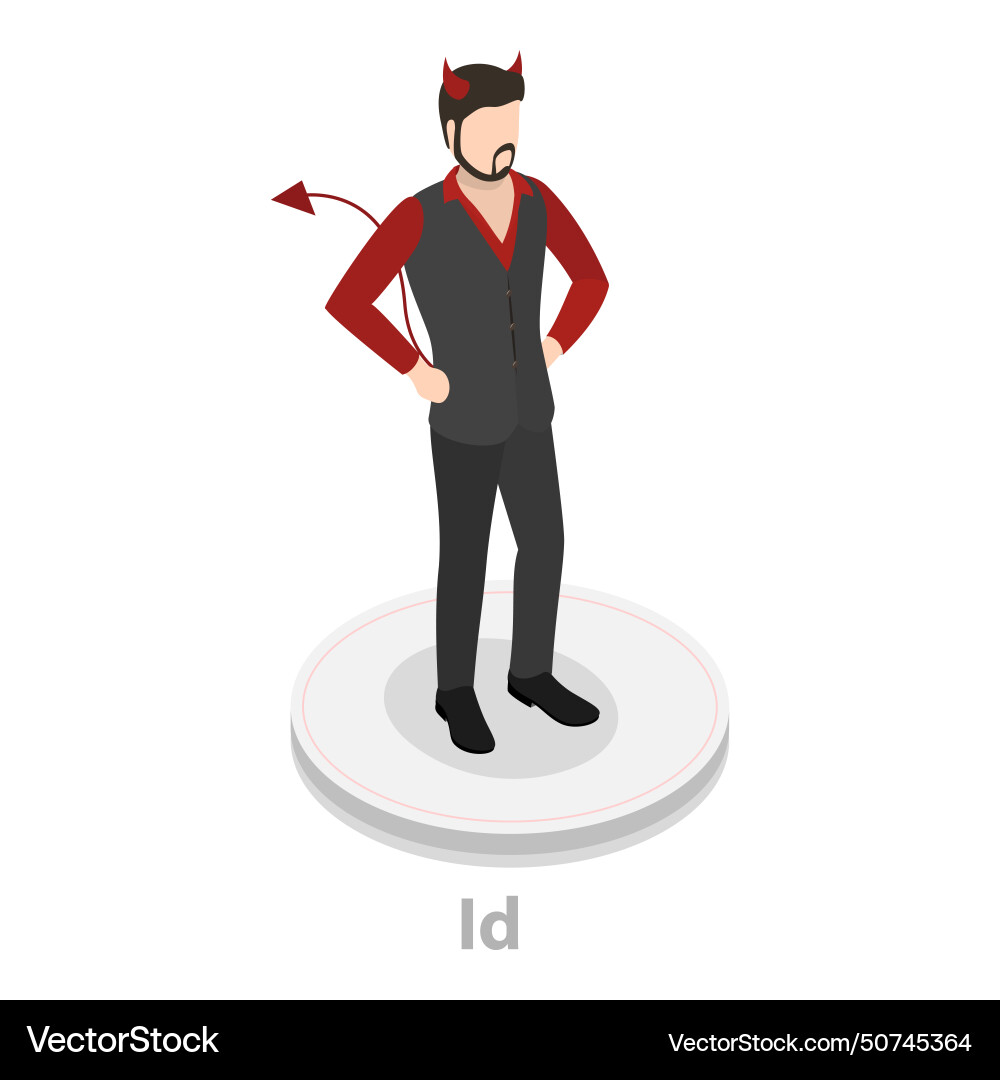 3d Isometric Flat Of Id Ego Royalty Free Vector Image