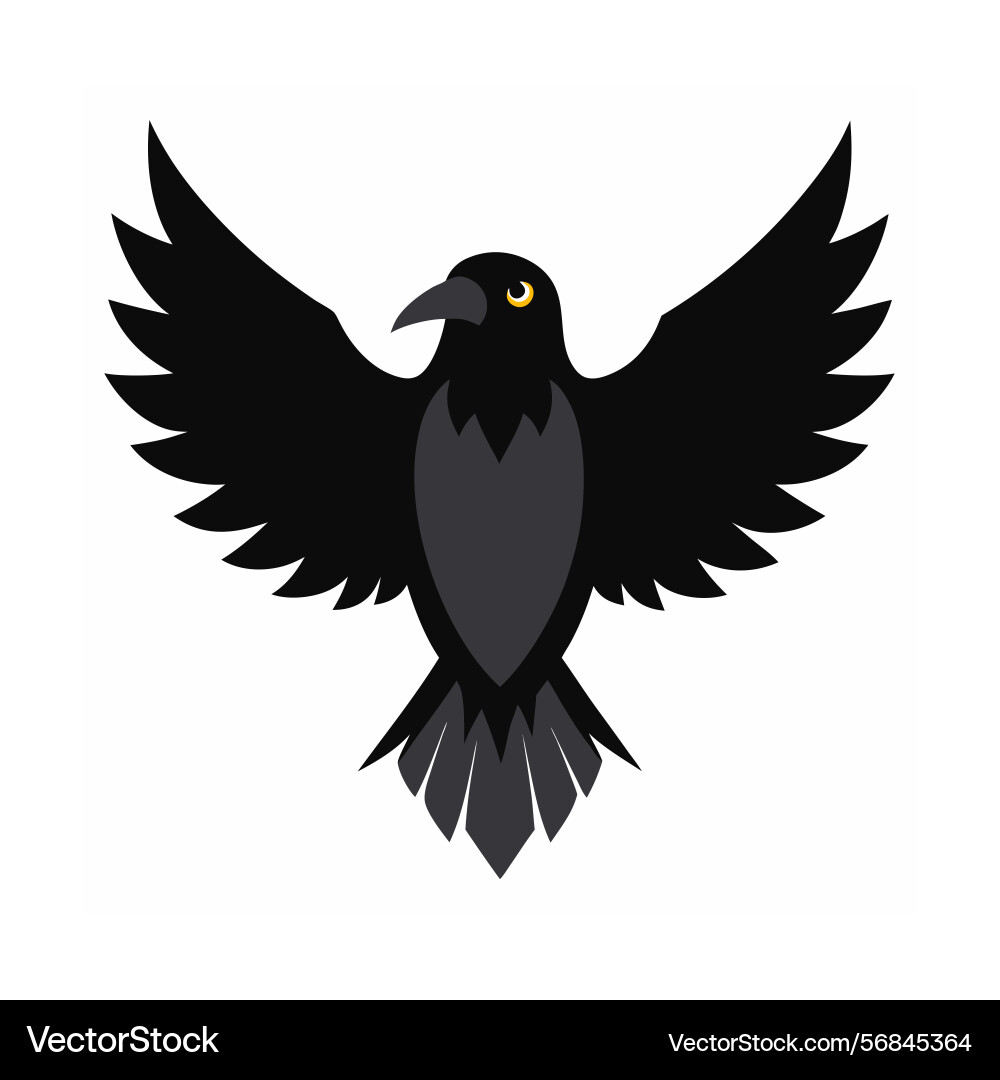 A stylized black raven with spread wings modern Vector Image