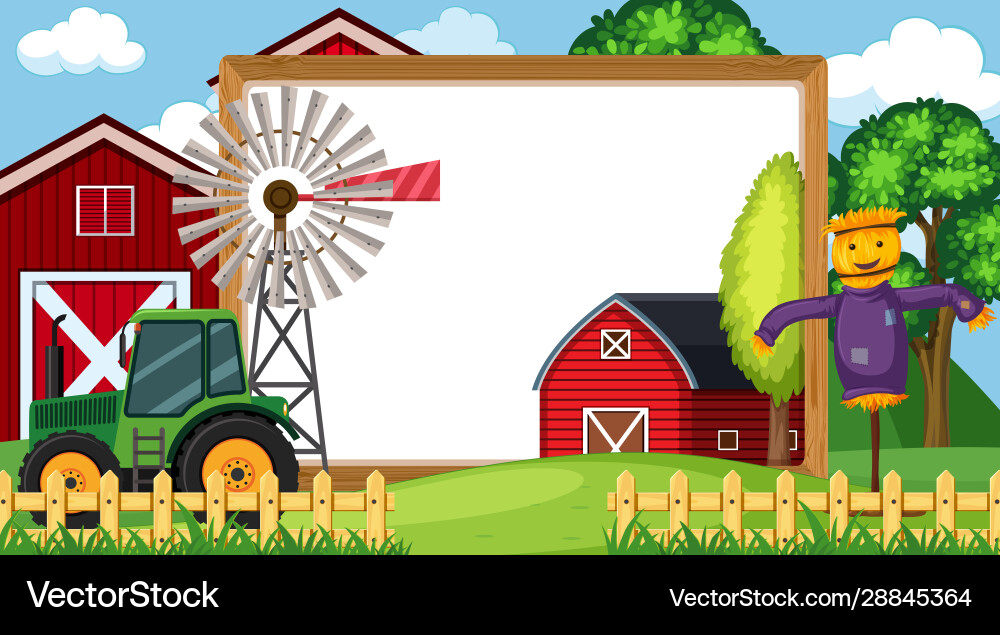 Border template with farm scene in background Vector Image