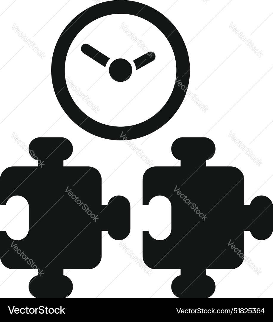 Clock managing time completing puzzle pieces Vector Image