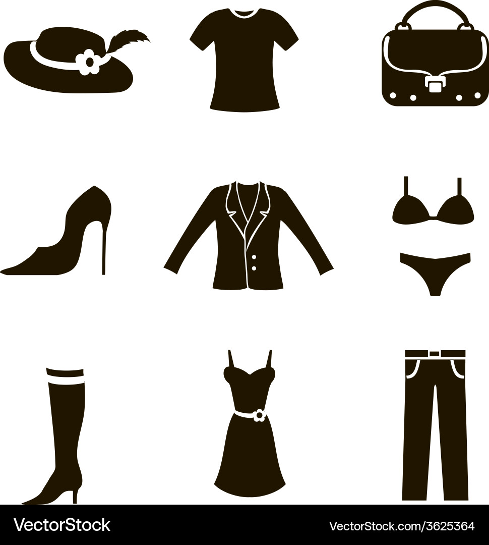 Clothes icon set woman Royalty Free Vector Image