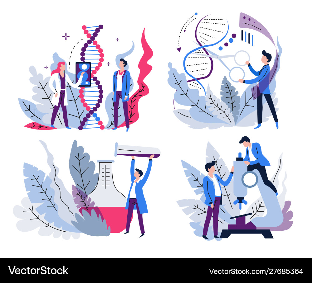 Dna research genetics science and lab test Vector Image
