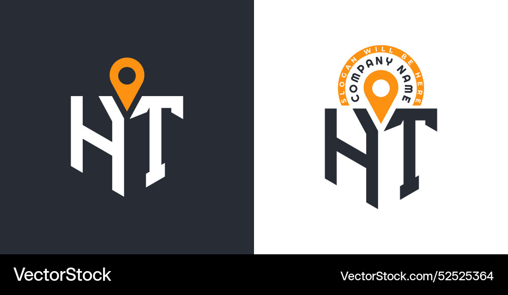 Ht location logo bundle letter dual icons Vector Image