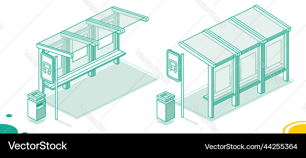 Isometric bus stop outline concept isolated Vector Image
