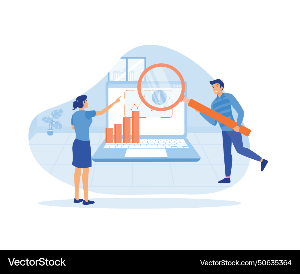 Man and woman looking at remote server from Vector Image