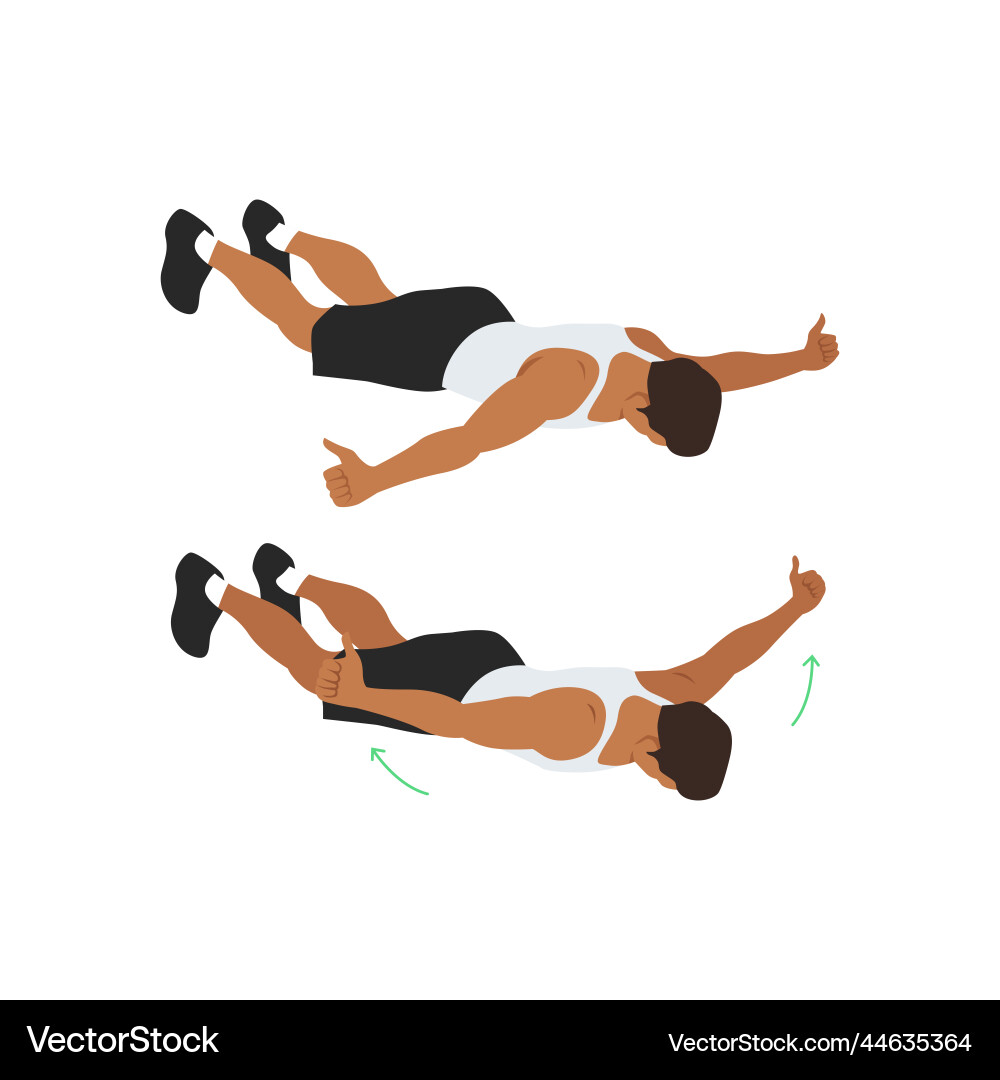 Man doing floor t raises exercise Royalty Free Vector Image