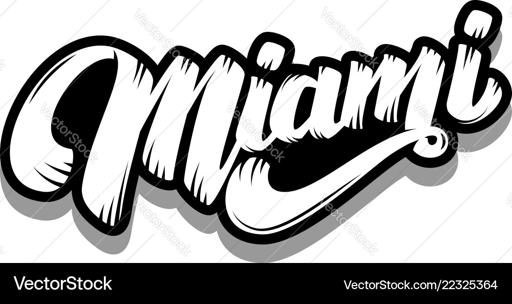 Miami lettering phrase isolated on white Vector Image