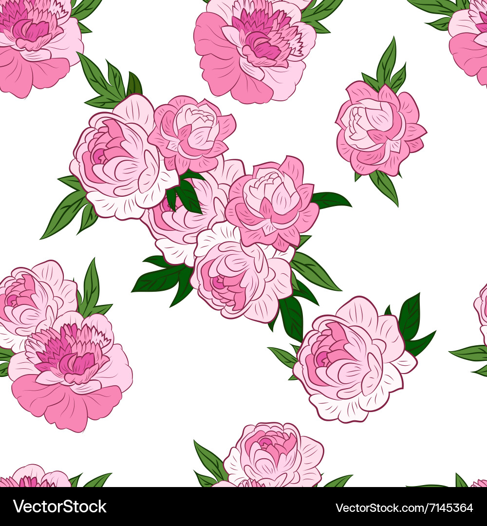 Seamless pattern with pink peonies Royalty Free Vector Image