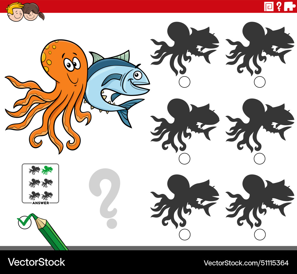 Shadow activity with cartoon octopus and tuna fish