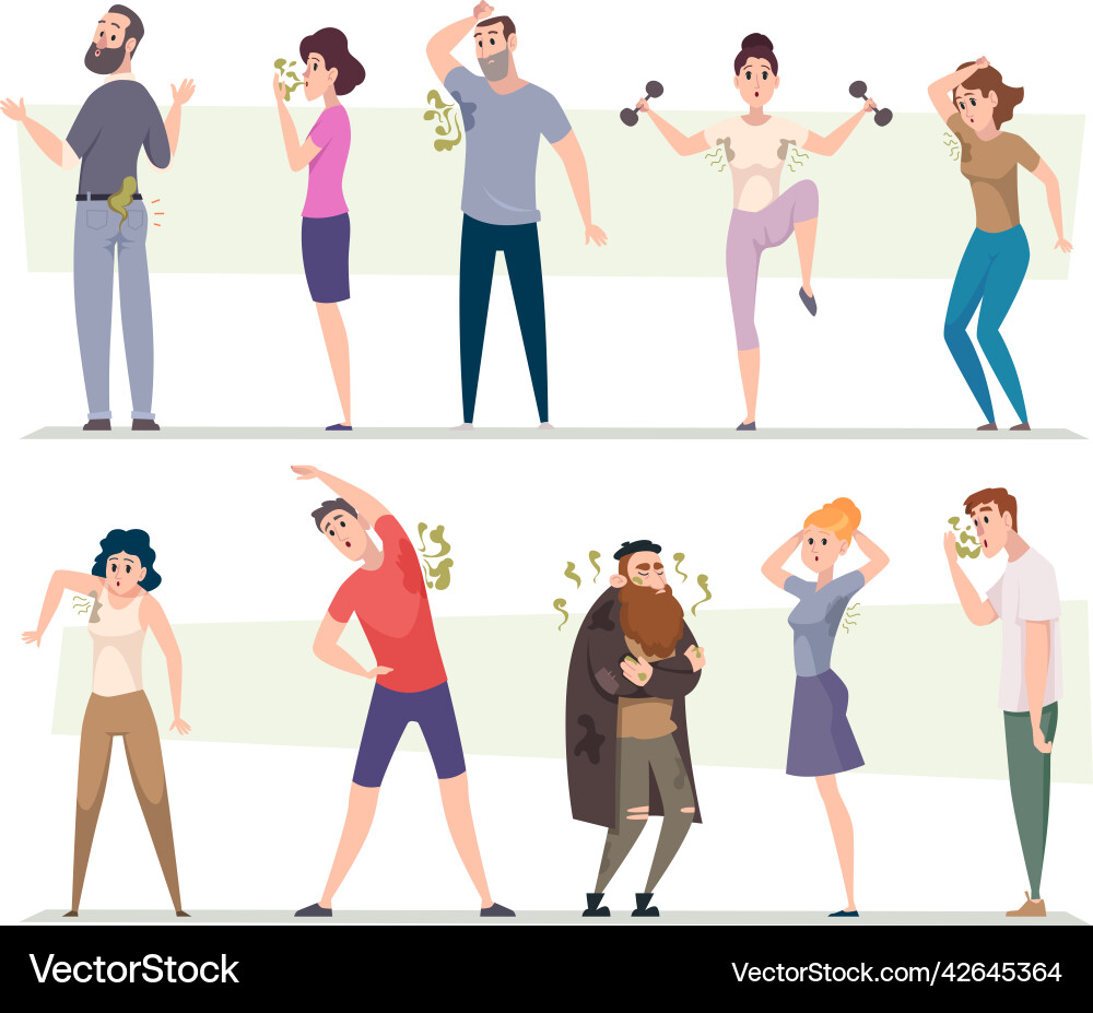 Smelly characters underarm disgusting persons Vector Image