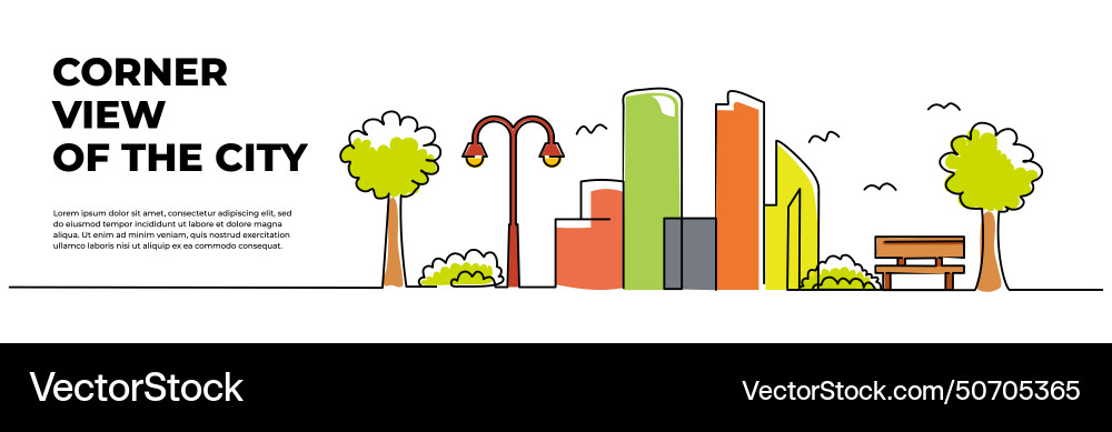 A public city park view garden Royalty Free Vector Image