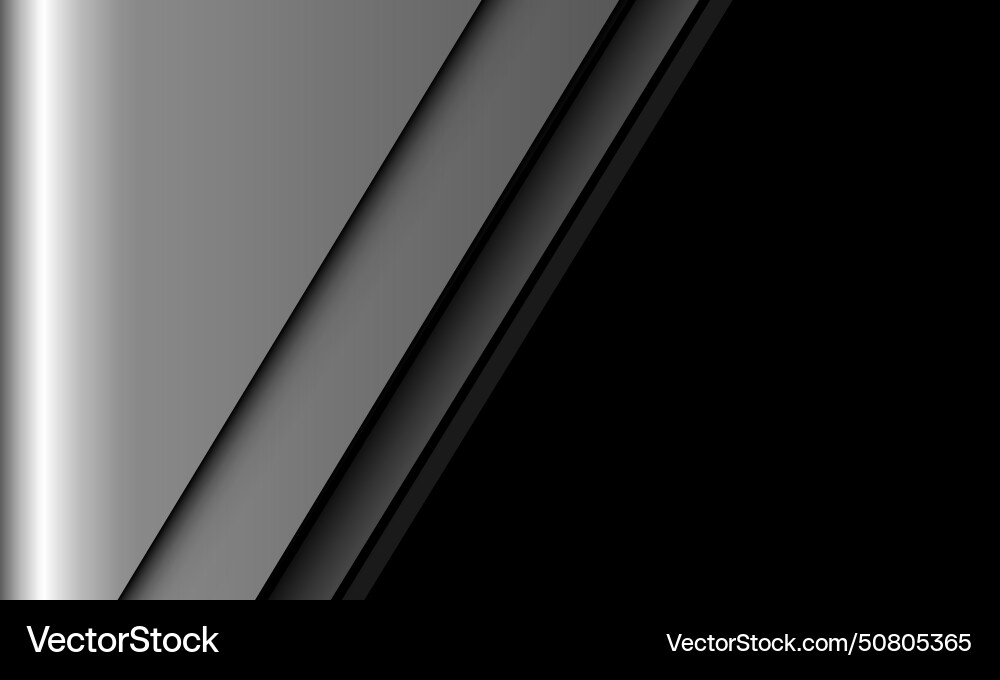 Abstract silver geometric shadow slash on black Vector Image
