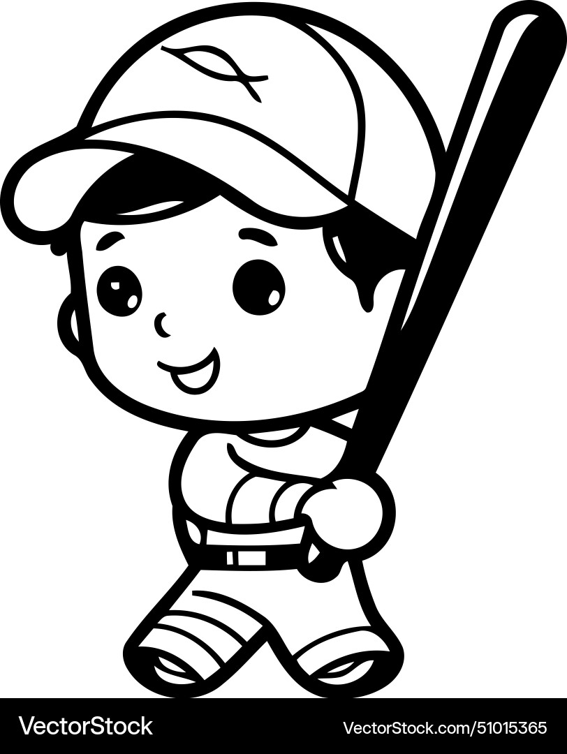 Baseball player cartoon mascot character design Vector Image