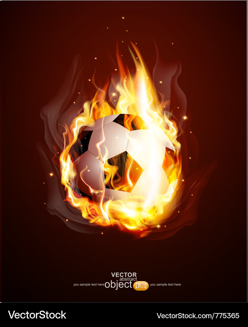 Burning football ball Royalty Free Vector Image