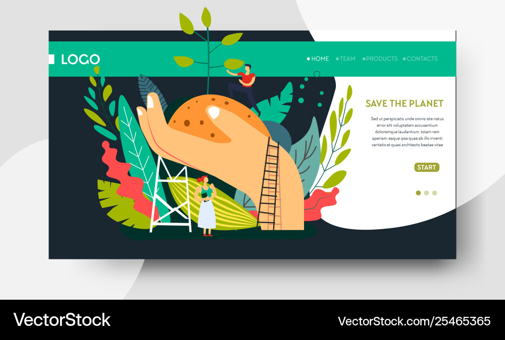 Ecology and environment planting tree web page Vector Image
