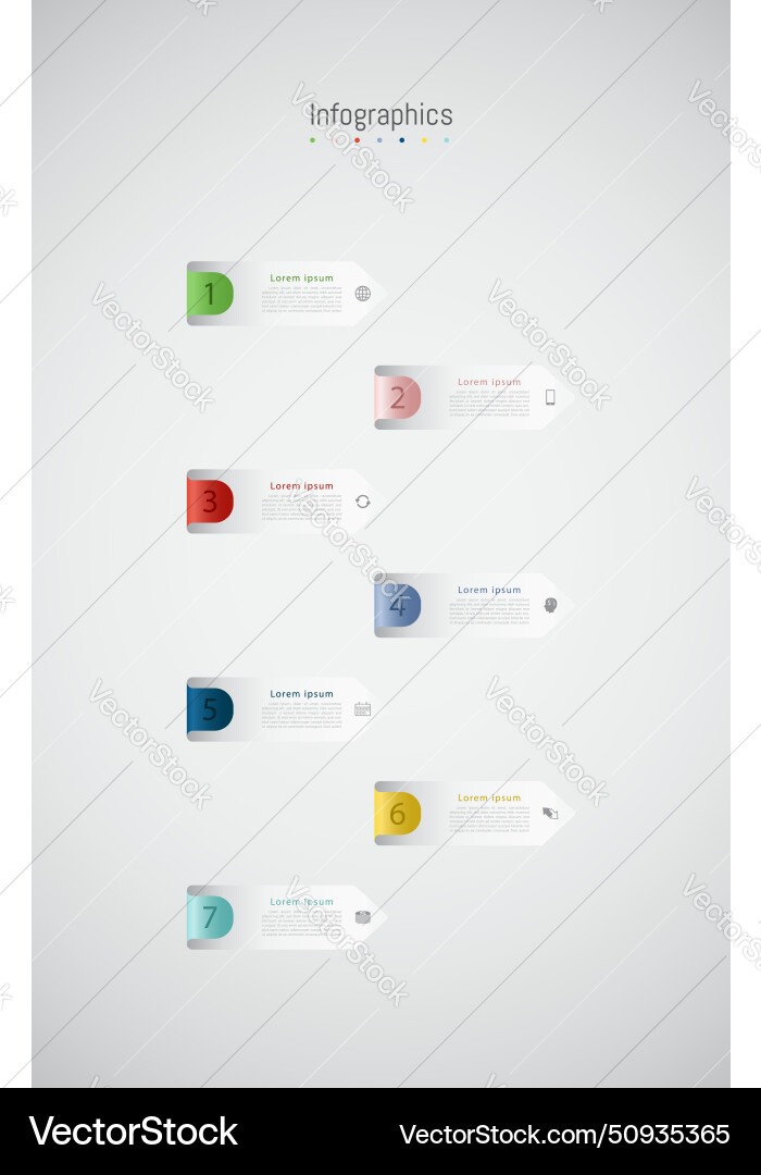 Infographic 7 options design elements Royalty Free Vector