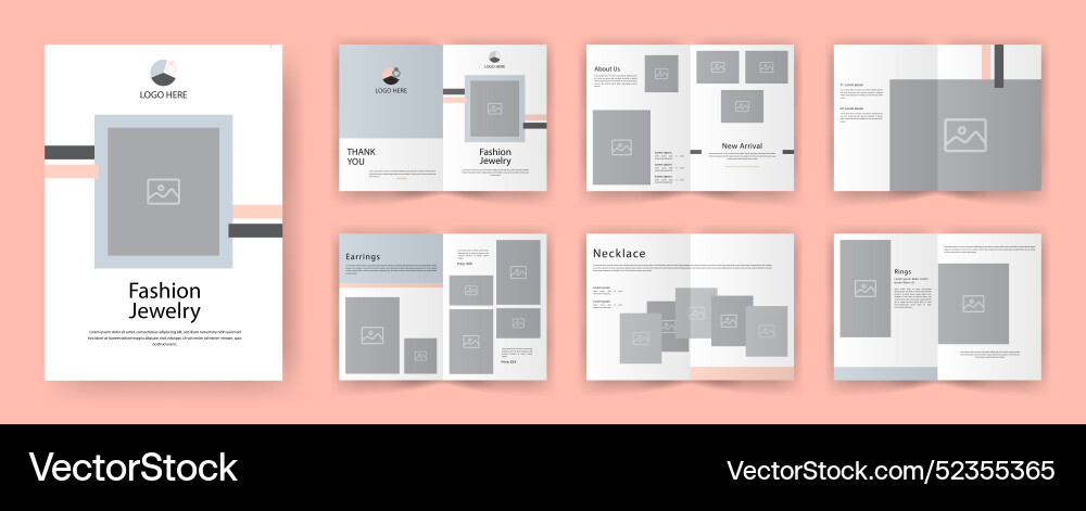 Jewelry look book brochure template Royalty Free Vector