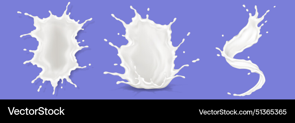 Milky cream products splashes realistic set Vector Image